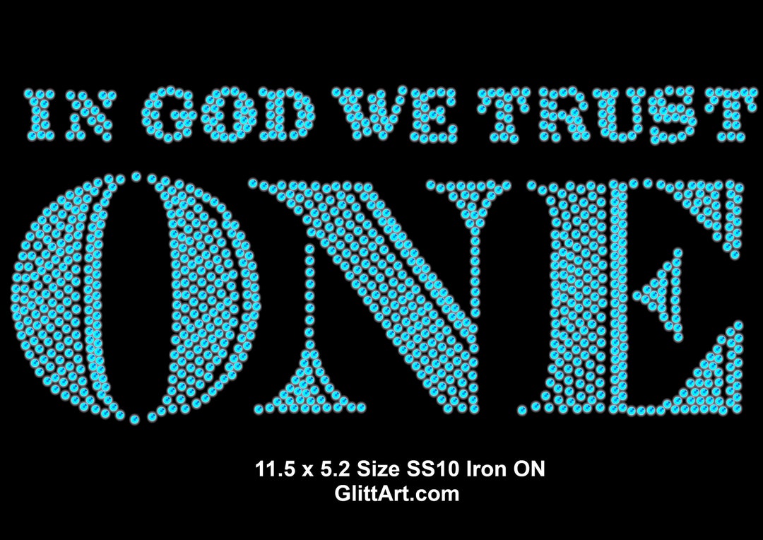 ONE in GOD We Trust Iron on Ready Made / Hotfix Rhinestone, Diamante ...