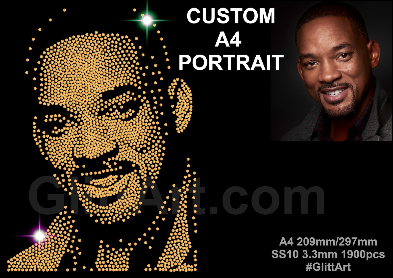 Custom Portrait Rhinestone Crystals Diamante Template Digital Download ...
