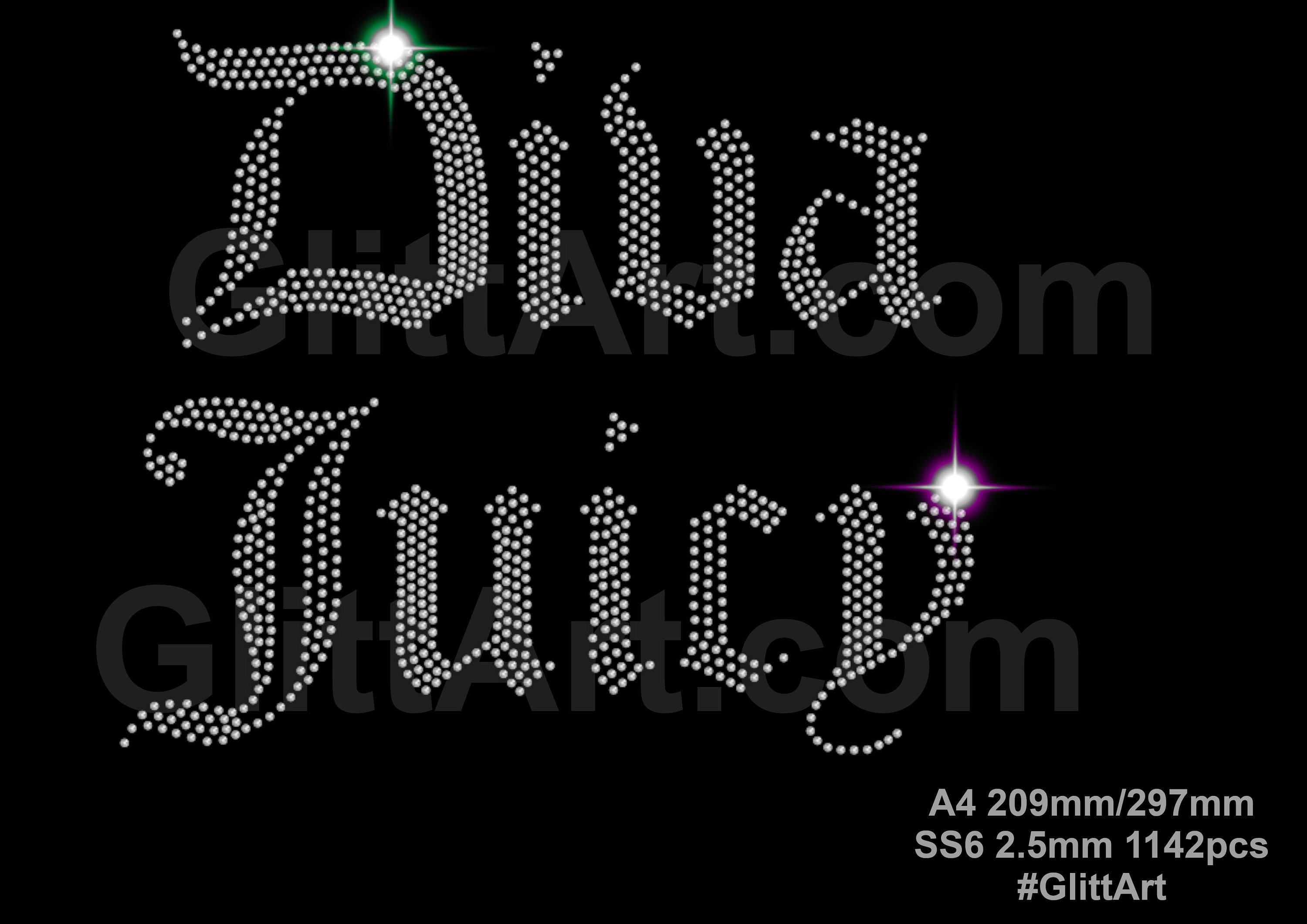 Diva Juicy Rhinestone Crystals Gems Diamante Template Instant - Etsy