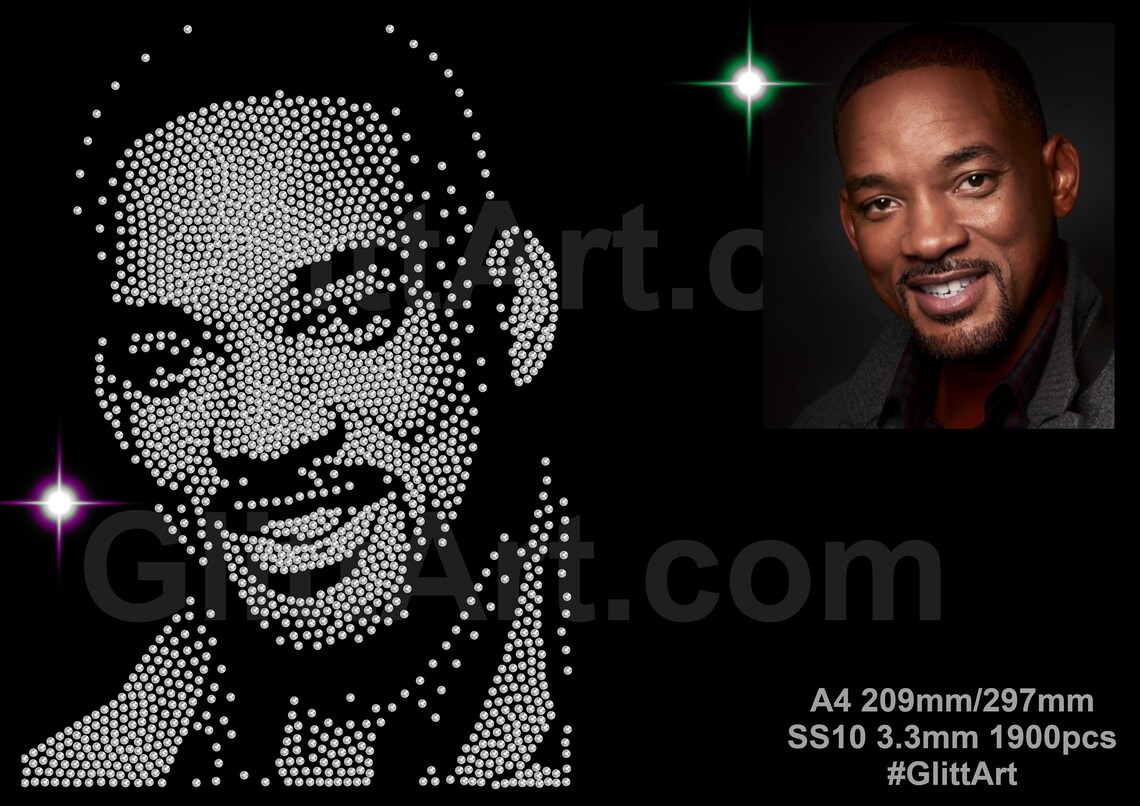 Custom Portrait Rhinestone Crystals Diamante Template Digital - Etsy