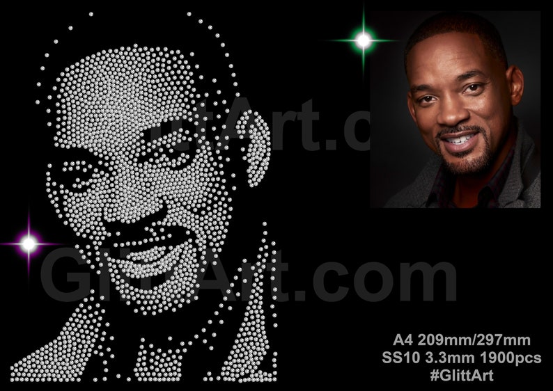 Custom Portrait Rhinestone Crystals Diamante Template Digital - Etsy