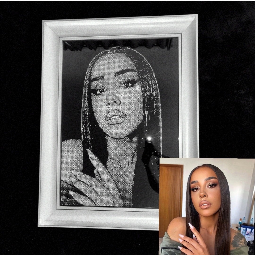 Swarovski Crystals Custom Portrait, Personalised Rhinestone Portraits ...