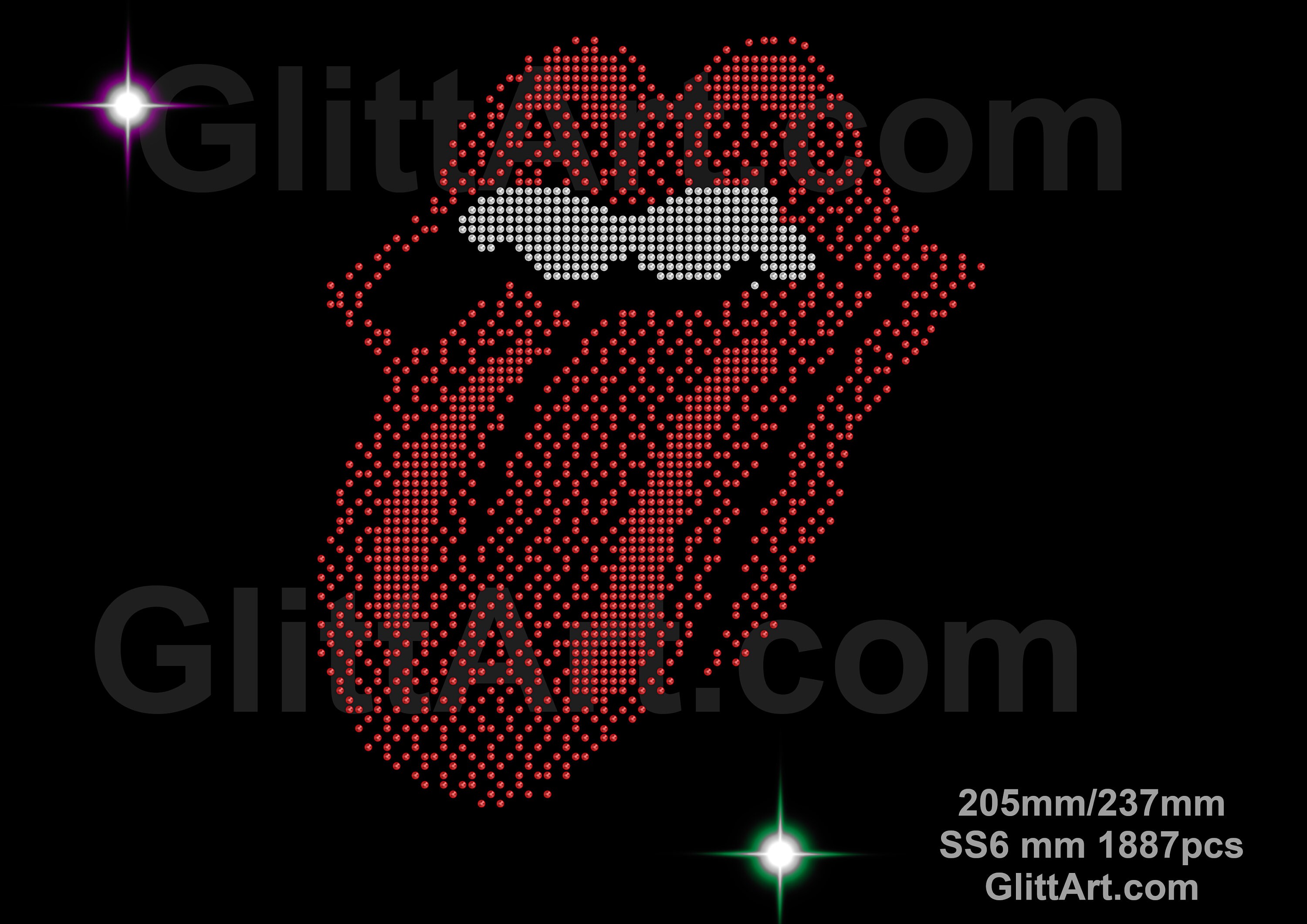 Lips Toungue Rhinestone Crystals Gems Diamante Template - Etsy