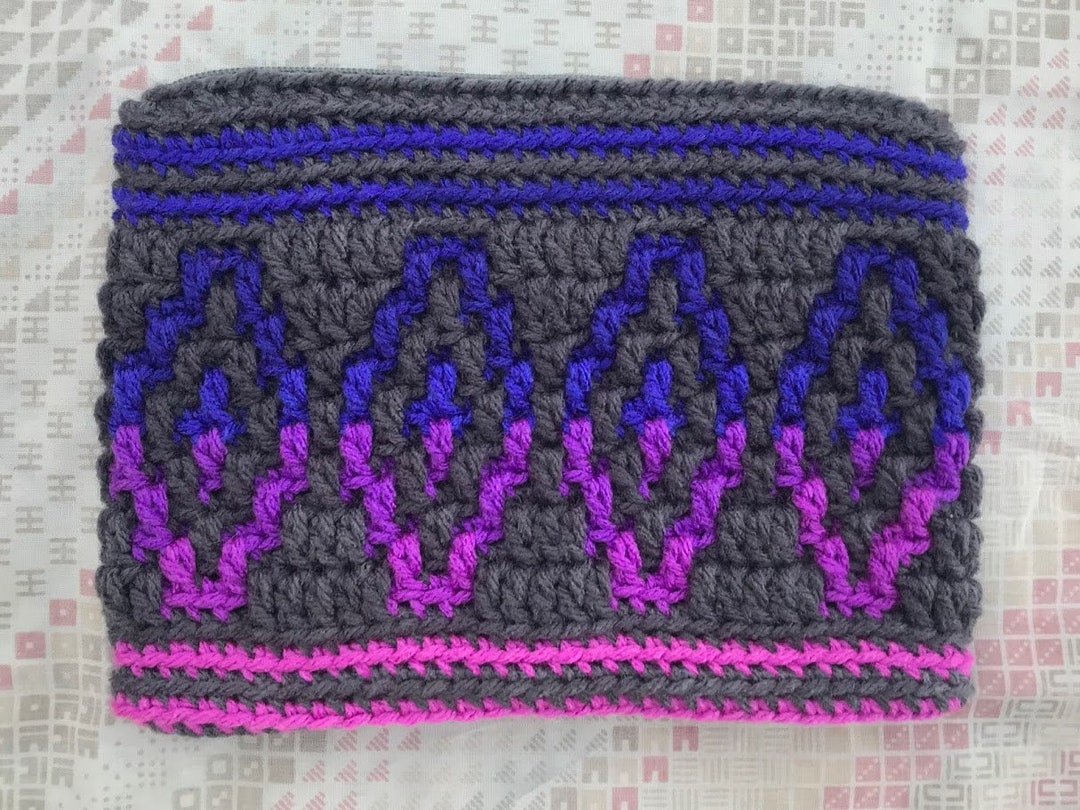 GRAPE GROG Mosaic Crochet Zippered Pouch - Etsy