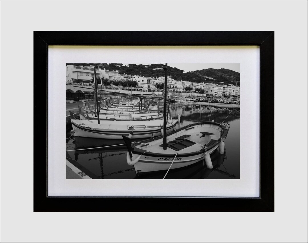 Black and White Original Framed Photograph, Traditional Catalan Boats ...