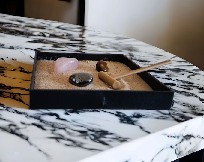 Zen Garden Kit Concrete Rectangle Fine Pattern Sand, Zen Garden Rake ...