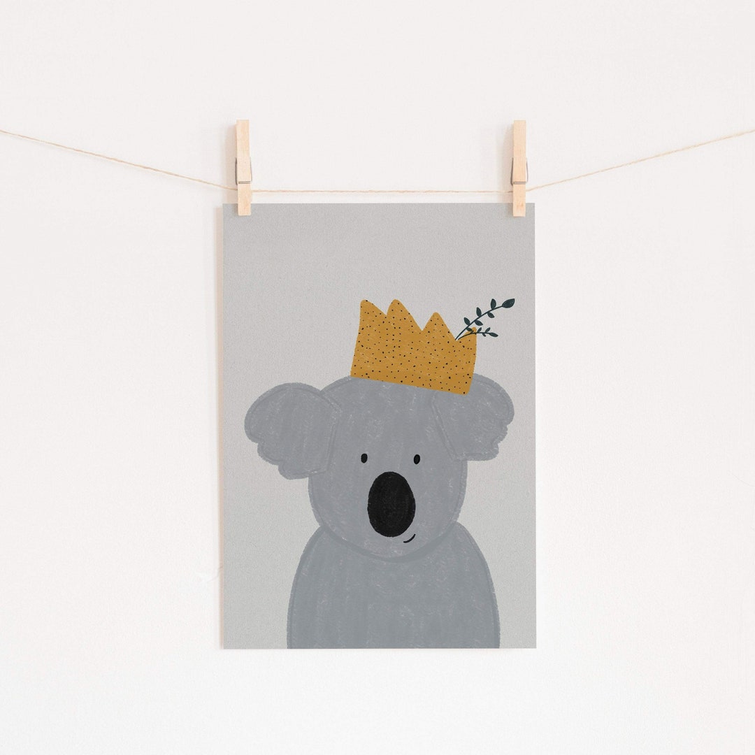 King Koala - Kids Animal Art | Unframed - Etsy