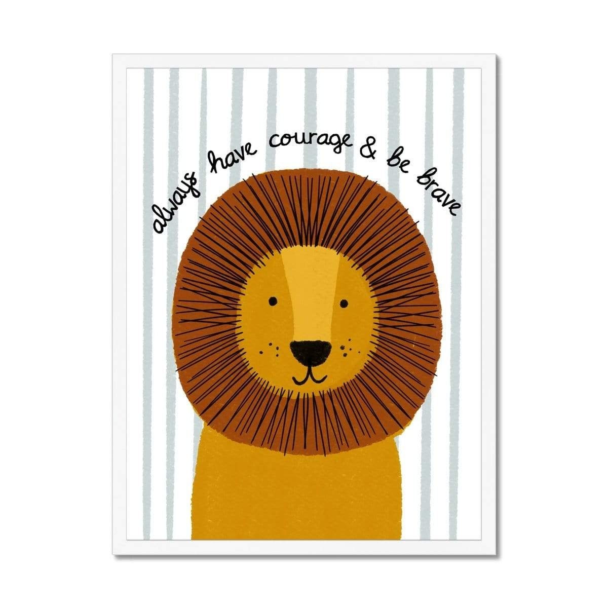 Lion - Courage & Brave Quote (striped) | Framed Print - Etsy