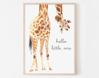 Hello Little One Giraffe Original Framed Print | Etsy