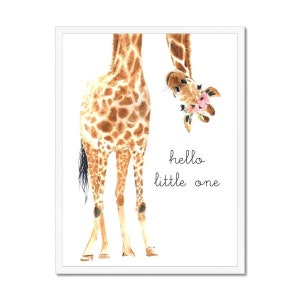 Hello Little One Giraffe - Flower Crown | Framed Print - Etsy