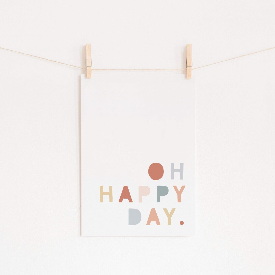 Oh Happy Day - Subtle Rainbow Colours | Unframed - Etsy