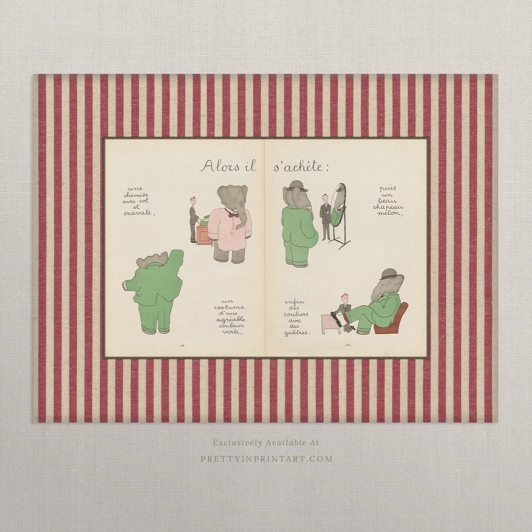 Babar Inspired Art 001 | Unframed - Etsy