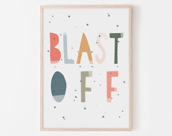 Blast off Space Theme Fine Art Print | Etsy