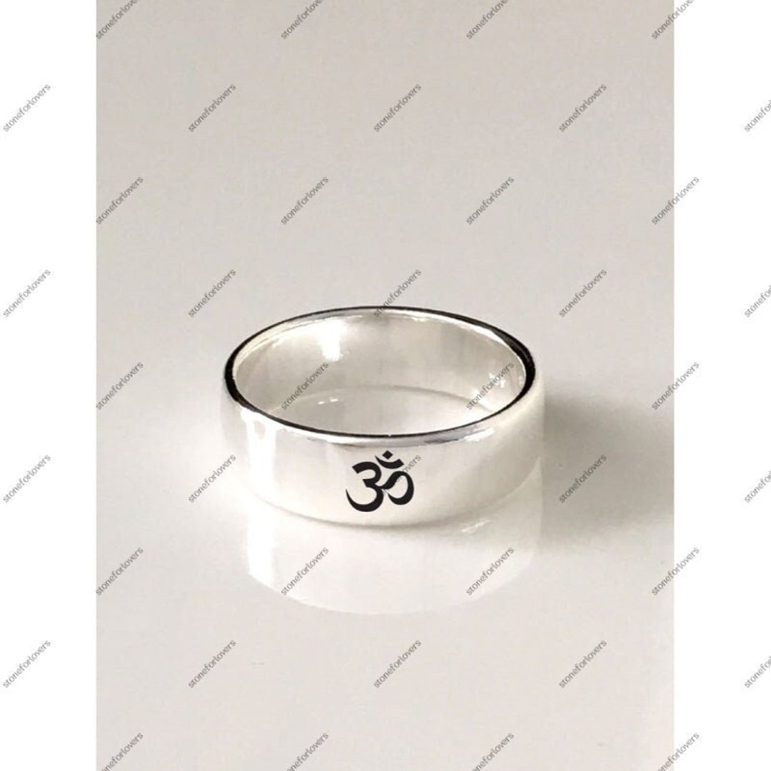 Engraved Om Band Ring Sterling Silver Ring Ohm Ring Buddhist Ring ...