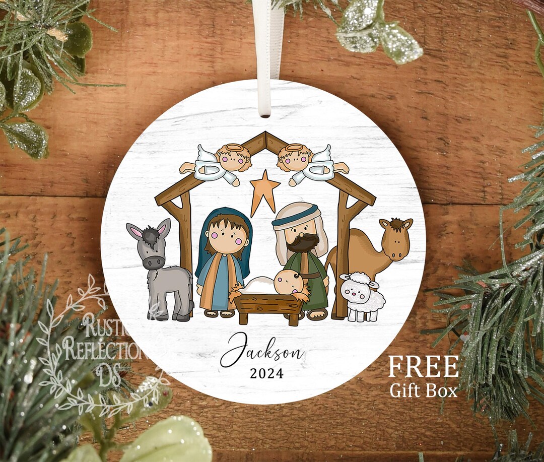 ADORABLE Nativity Personalized Ornament, Gift for Sunday School ...
