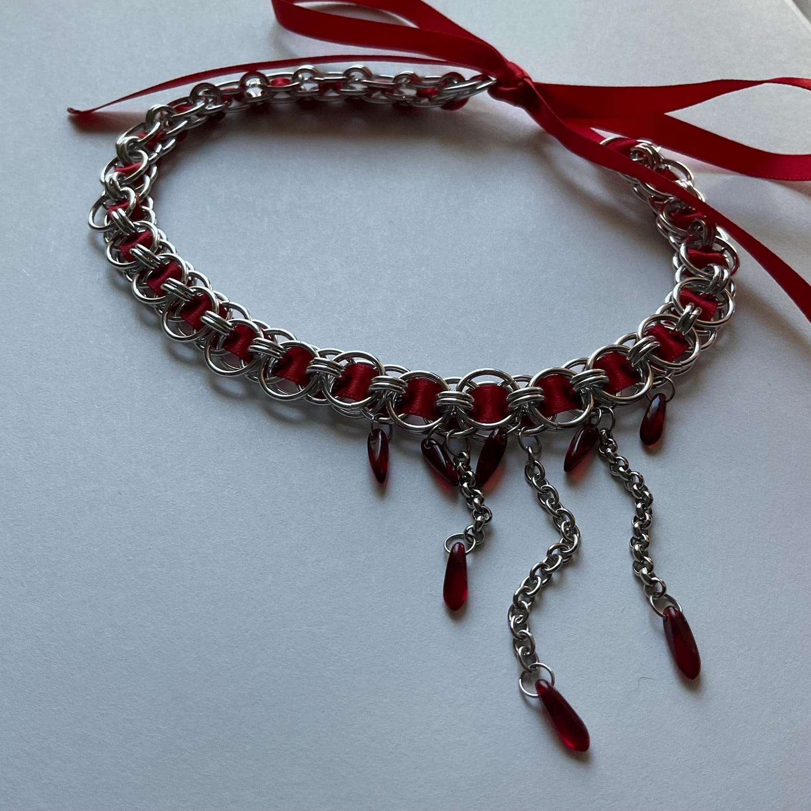 Vampire Ribbon Chainmail Choker - Etsy