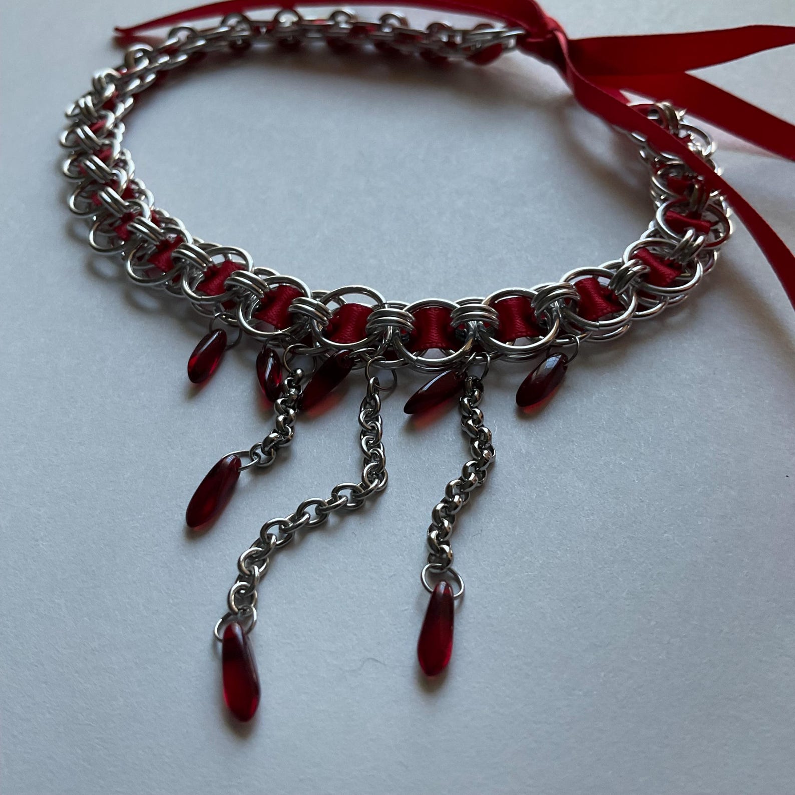 Vampire Ribbon Chainmail Choker - Etsy