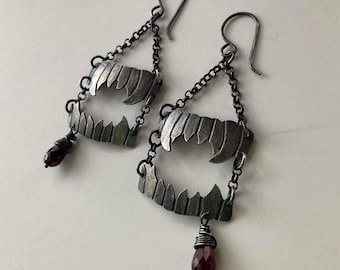 Vampire Teeth Earrings, Vampire Teeth Charm, Vampire Jewelry, Silver ...