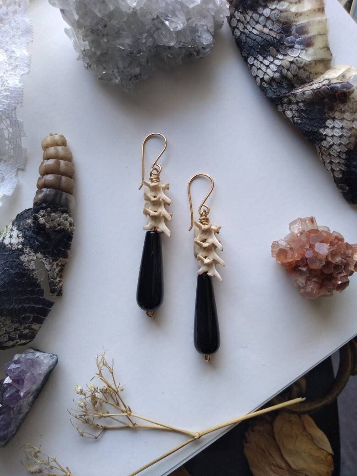 Snake Vertebrae and Onyx - Etsy