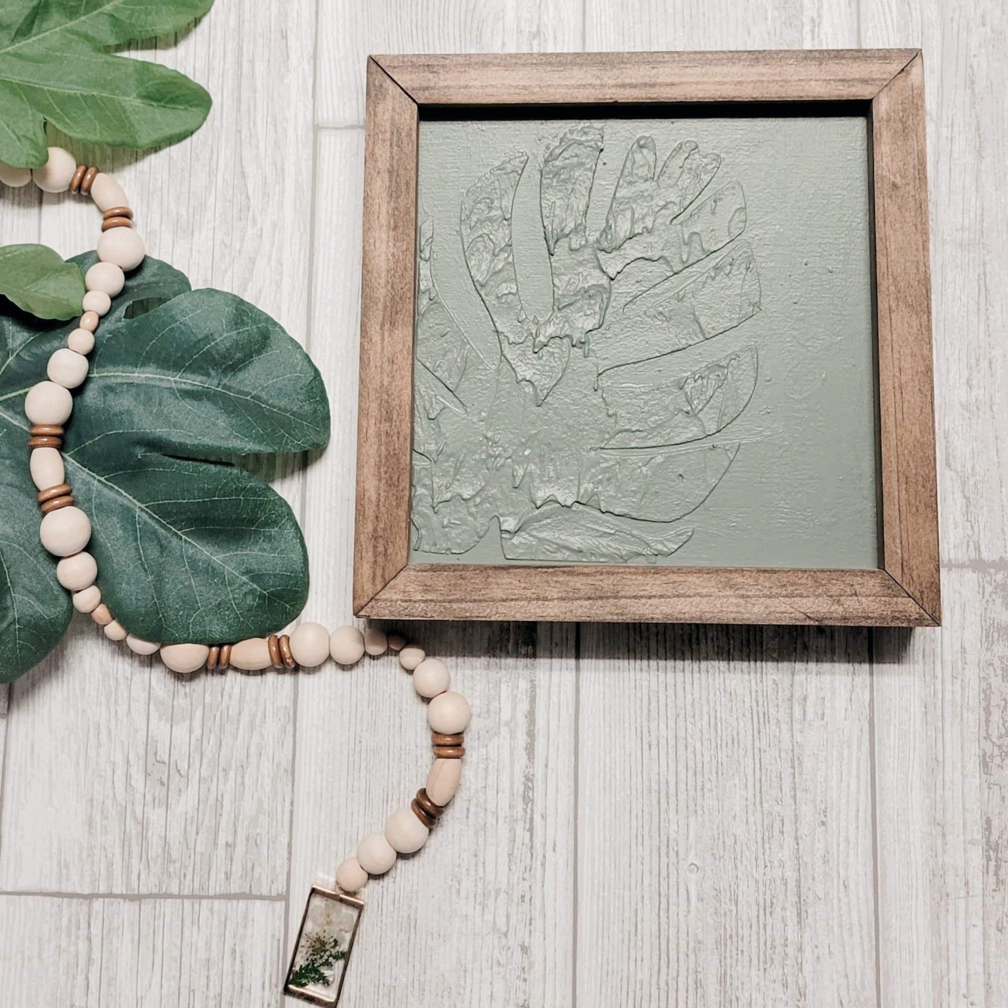 Botanical Textured Art, Framed Textured Art, Monstera Wall Decor ...