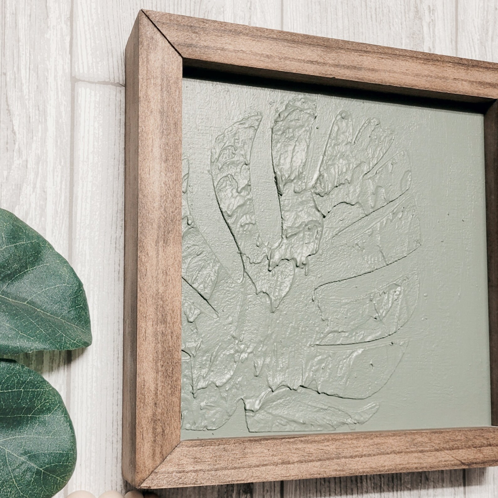 Botanical Textured Art, Framed Textured Art, Monstera Wall Decor ...