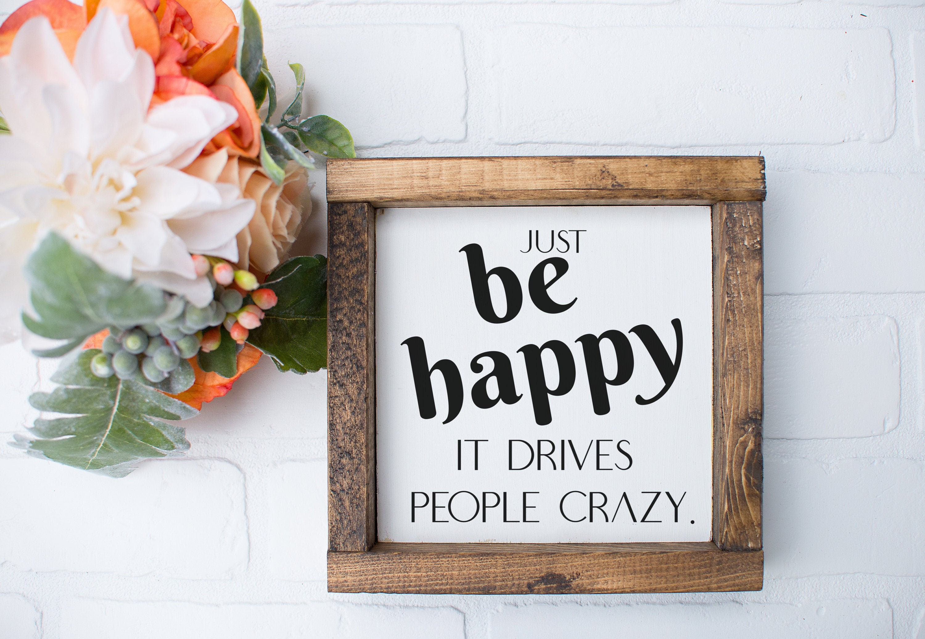 Funny Quotes Signs Be Happy Wall Art Funny Quote Wall Art - Etsy