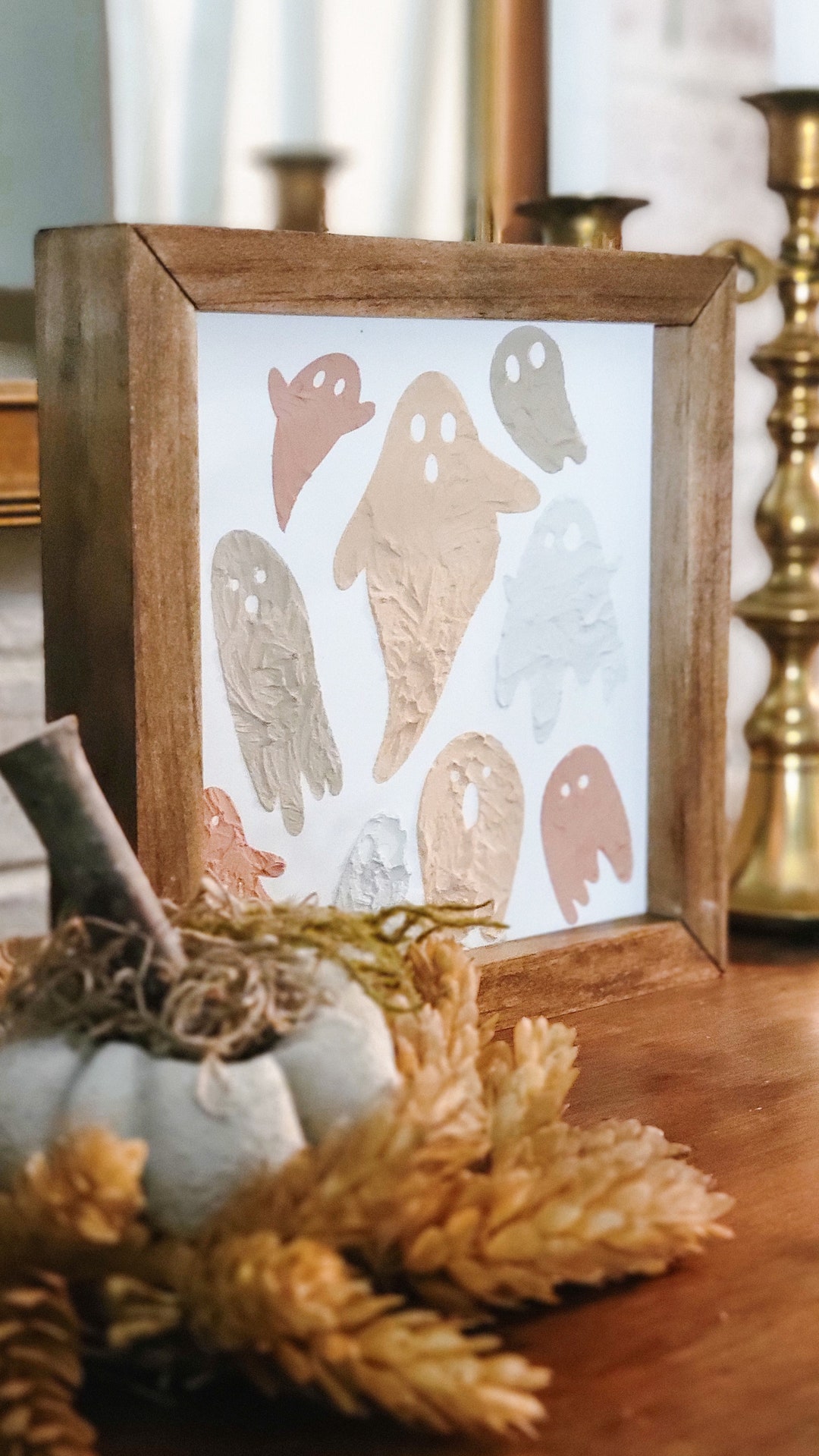 Ghost Wall Art, Textured Ghost Art, Halloween Chic Decor, Ghost Pattern ...