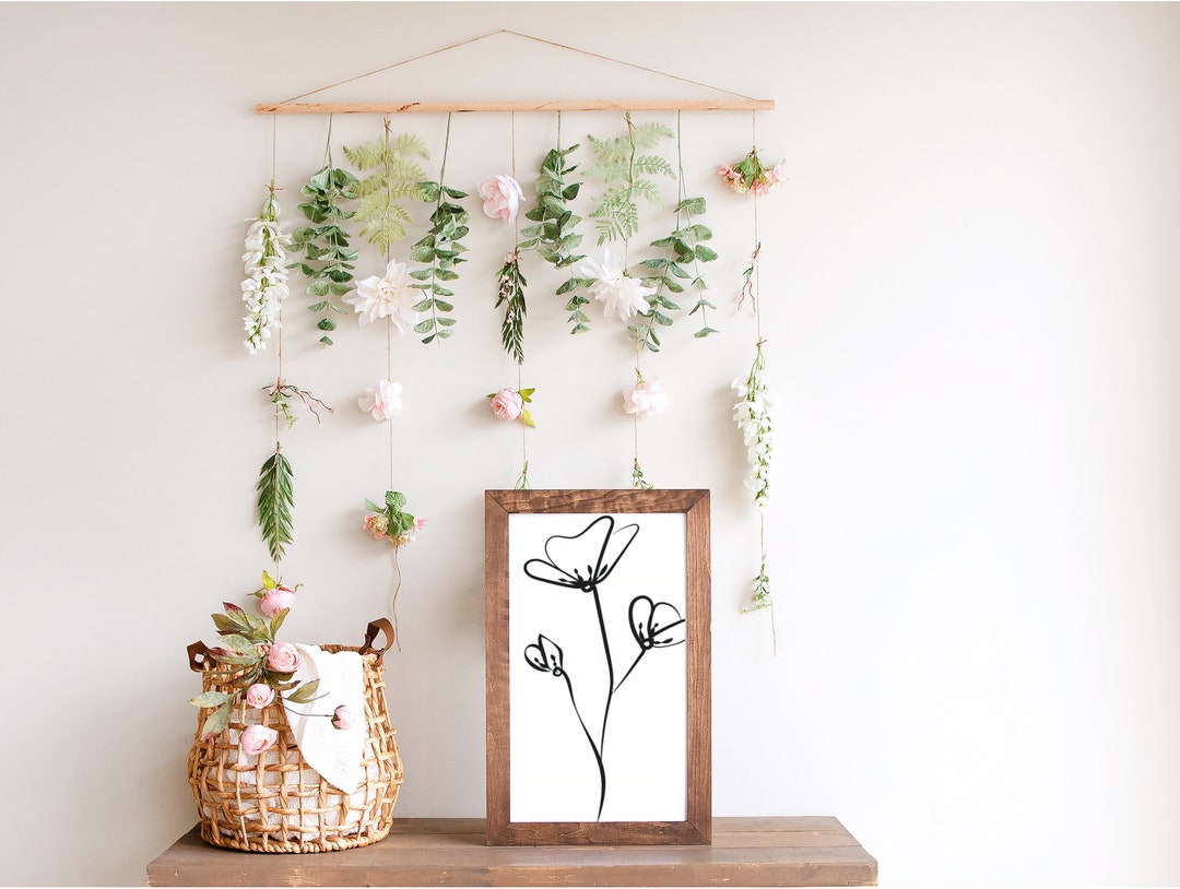 Botanical Wood Sign, Botanical Set Wood Signs, Botanical Line Art Sign ...