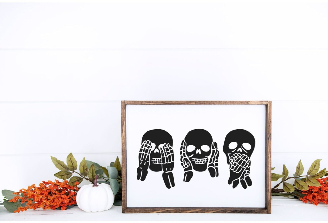 Halloween Skeleton Decor, Halloween Decor, Skeleton Sign, See No Evil ...