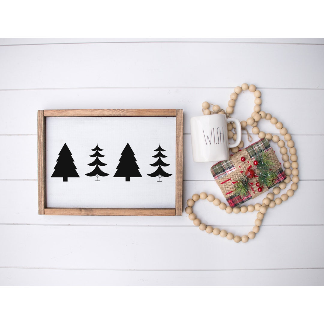 Winter Tree Sign, Pine Tree Sign, Wood Sign With Trees, Christmas Tree ...