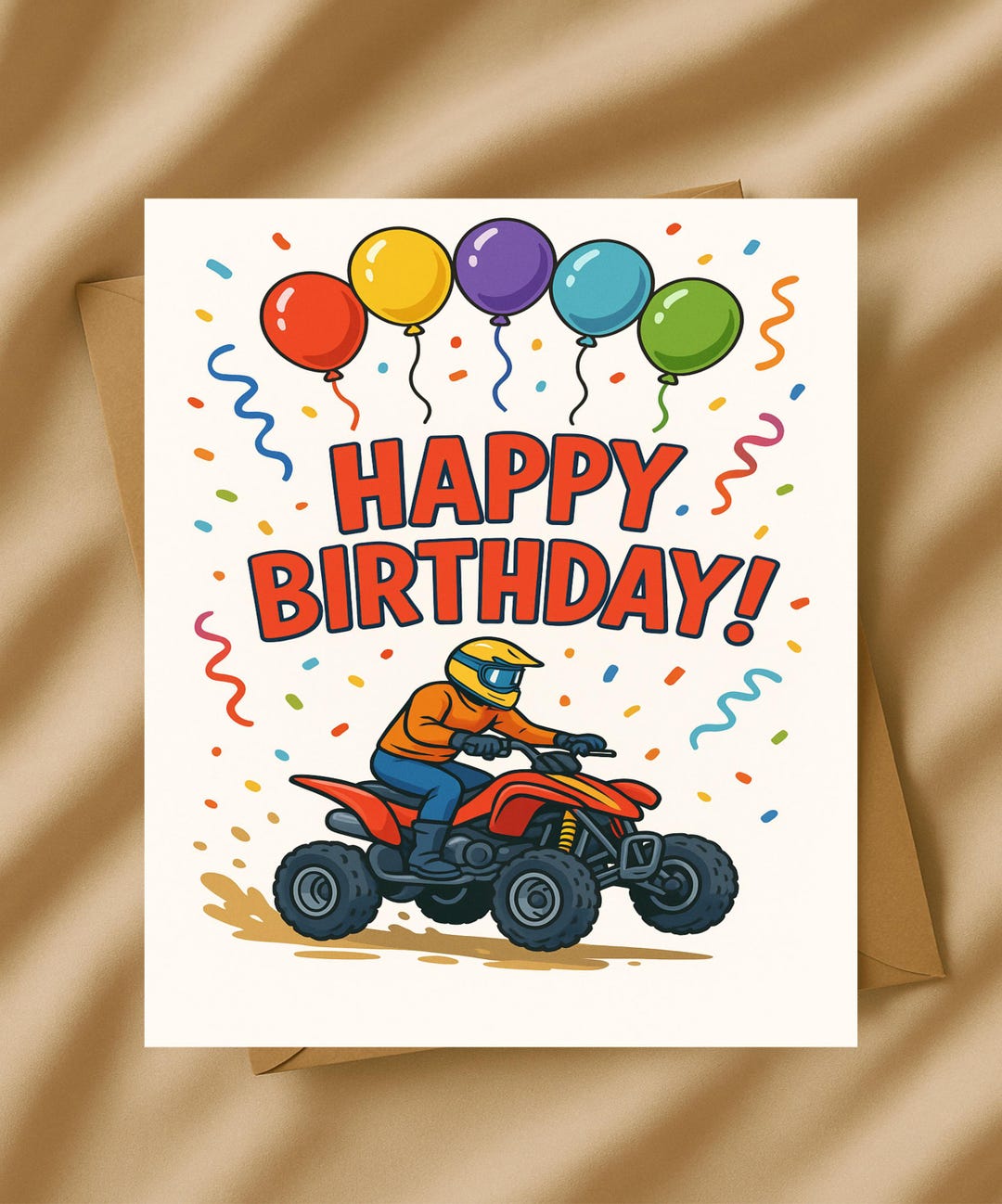 Printable Birthday Card With Happy Birthday Quad Bike Balloons Design ...