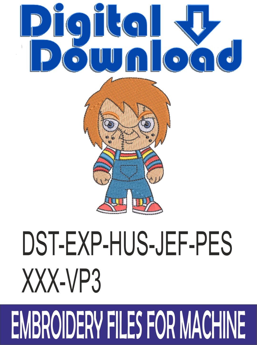 Chucky Halloween Embroidery Design (instant Download) Digital ...