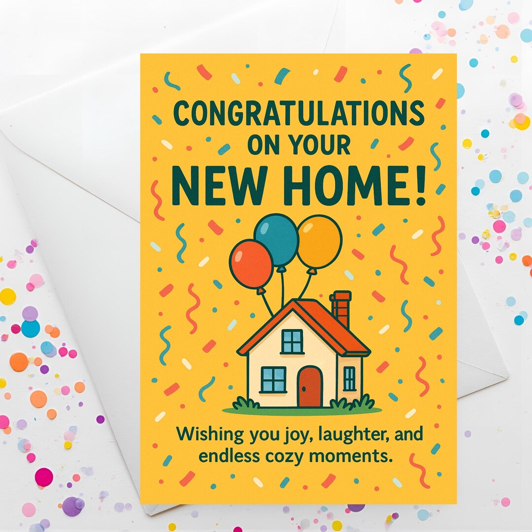 New Home Card, House Design, Printable Greeting Card (digital Download ...