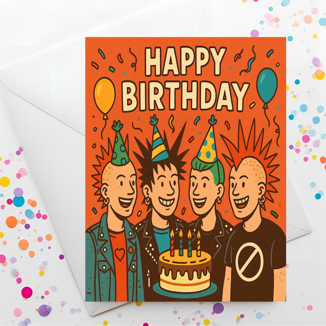 Printable Birthday Card With Happy Birthday Punk Birthday Design ...