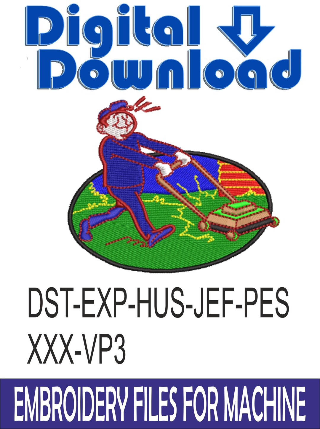 Gardener Mower Embroidery,design.mowing Man Machine Embroidery, Digital ...