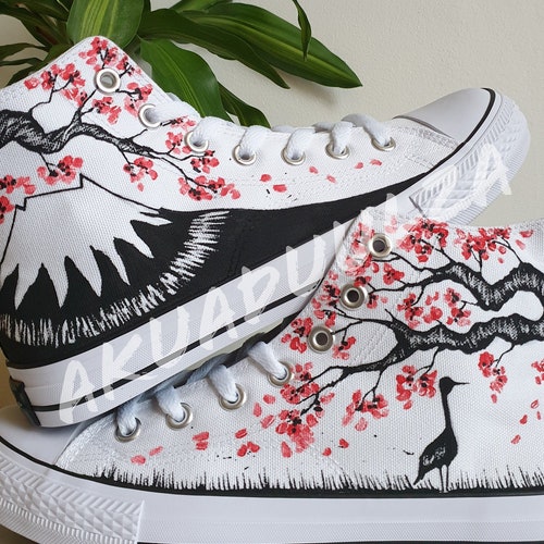 CHERRY BLOSSOM Shoes / Hand Painted Sakura Shoes / Japanese - Etsy