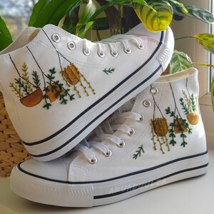 HANGING PLANTS Embroidered Shoes / Plant Lover Handmade Gift / Boho ...
