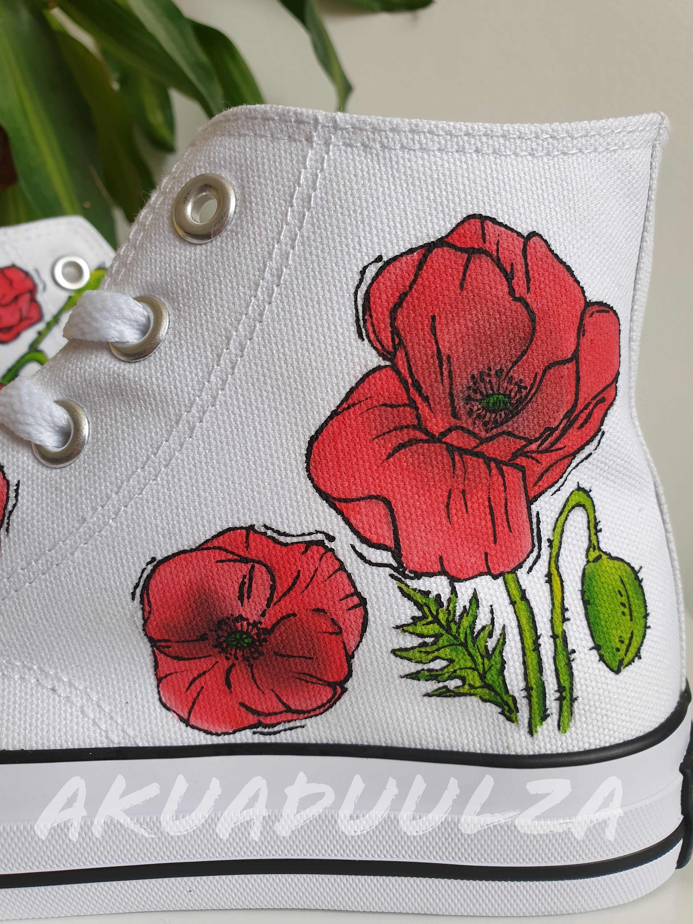 Red Poppies Hand-painted Shoes / Botanical Handmade - Etsy UK