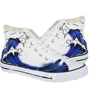 OCEAN WAVE Shoes / Big Wave Hand Painted Shoes / Japanese Art Inspired ...