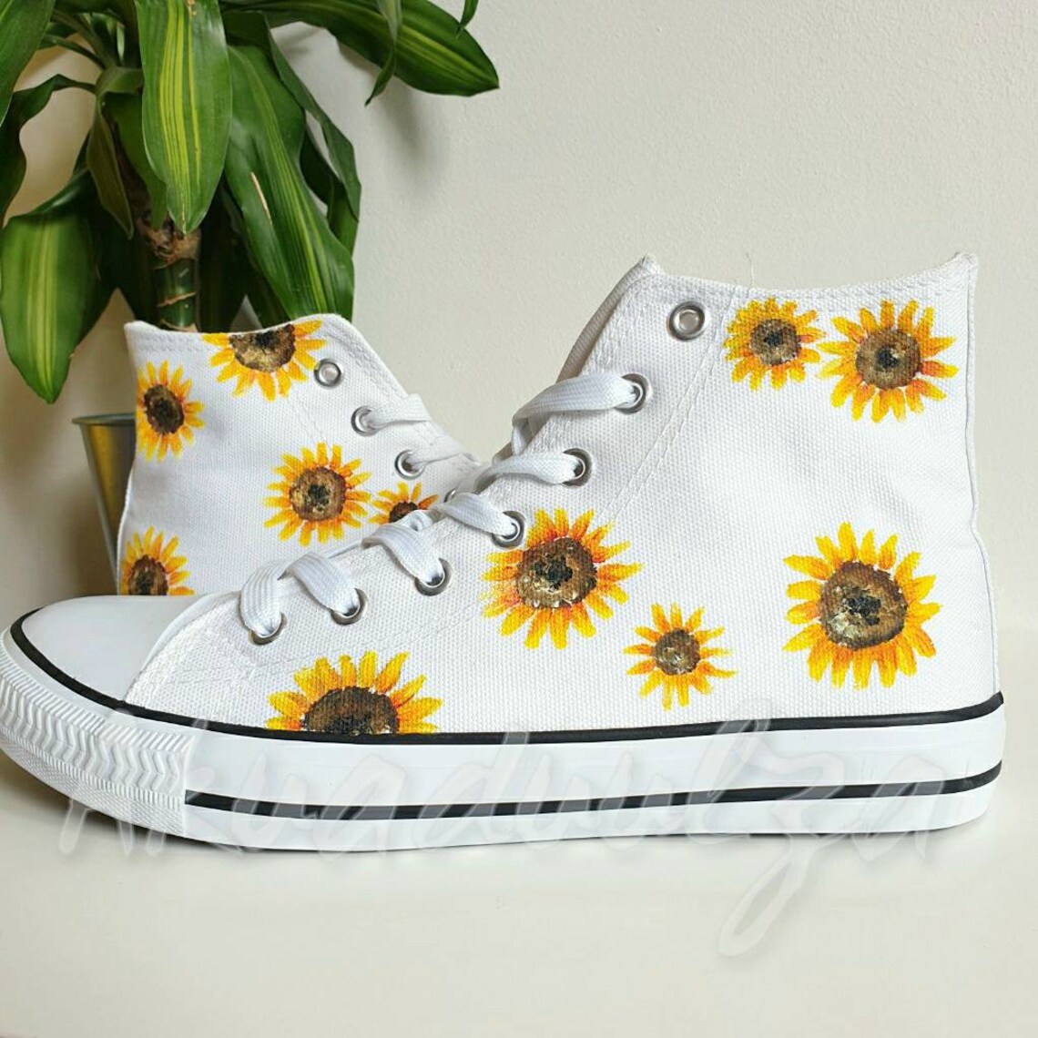 Sunflower Hand-painted Shoes / Wildflowers Custom Shoes / - Etsy