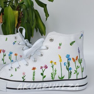 WILDFLOWERS Hand Painted Shoes / Personalised Canvas Trainers ...