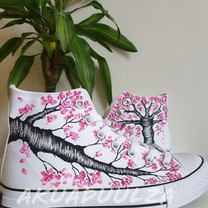 CHERRY BLOSSOM Shoes / Hand Painted Sakura Shoes / Japanese Inspired ...