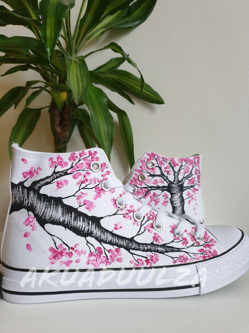 CHERRY BLOSSOM Shoes / Hand Painted Sakura Shoes / Japanese Inspired ...