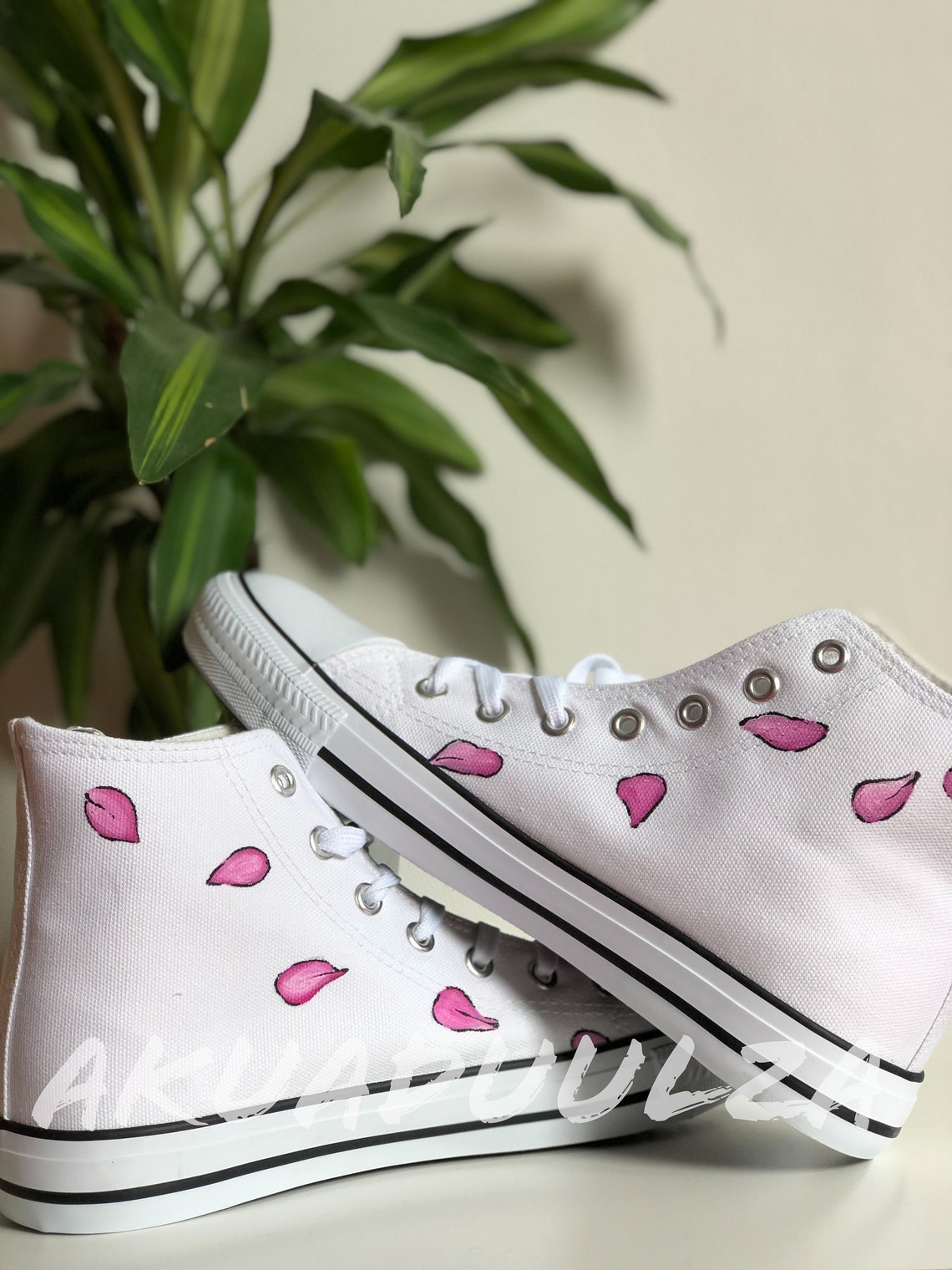 JAPANESE SAKURA Hand Painted Shoes / Floral Illustration / Japanese Art ...