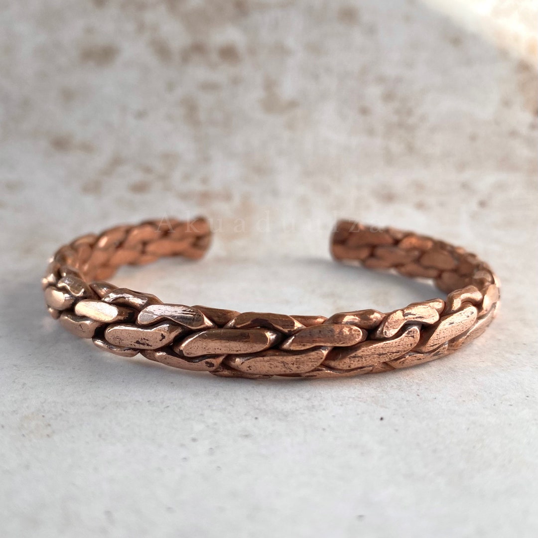 COPPER BRAIDED Bracelet Handmade in Nepal Pure Solid Copper / Hippie ...