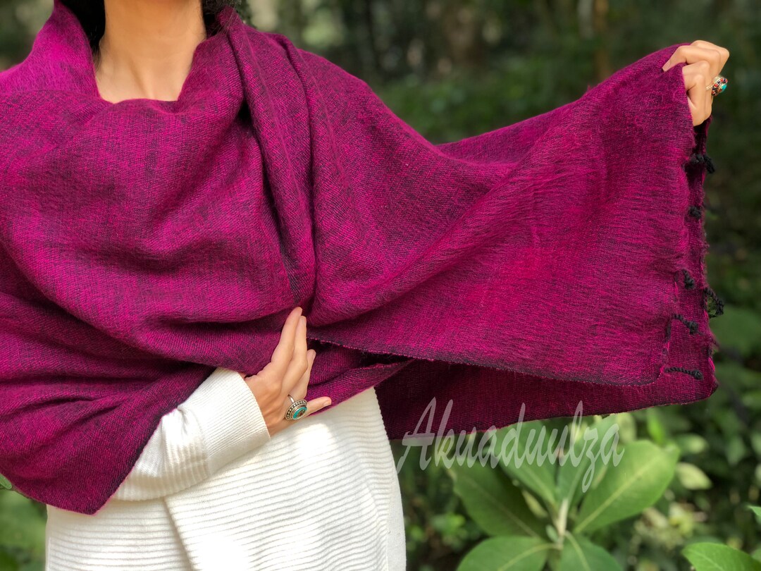 PURPLE Yak Wool Nepalese Scarf / Himalayan Hand Loomed Shawl / Large ...