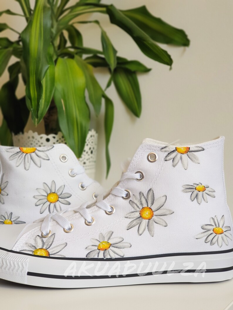 Summer Daisy Hand Painted Shoes / Wildflowers Personalised Canvas Shoes ...