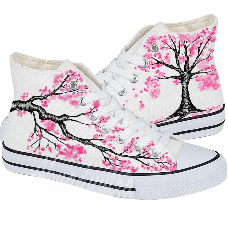 CHERRY BLOSSOM Shoes / Hand Painted Sakura Shoes / Japanese Inspired ...