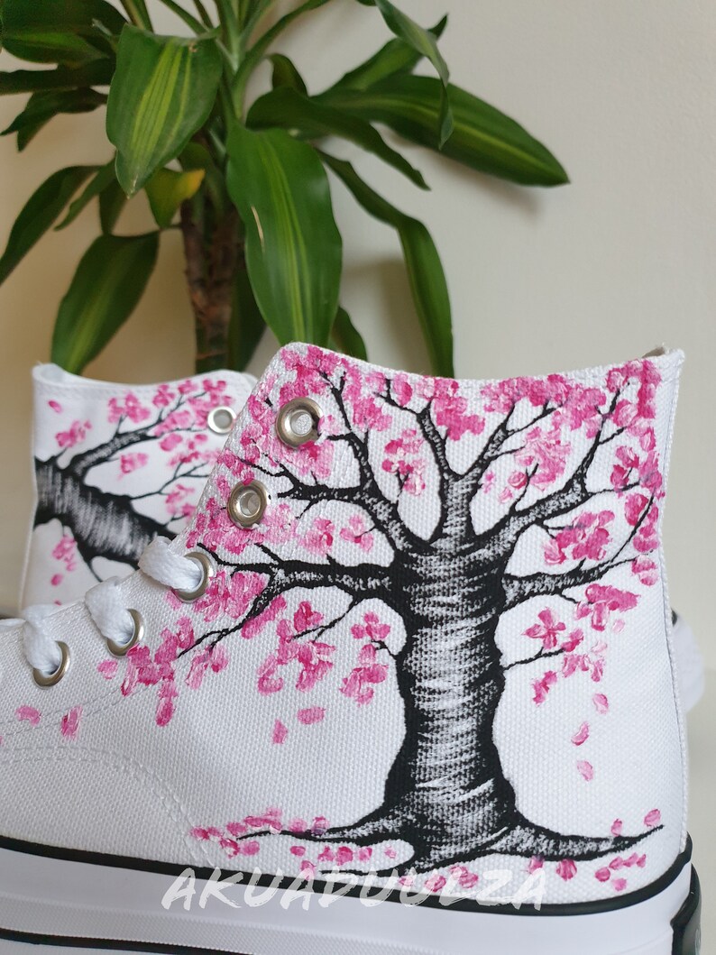 CHERRY BLOSSOM Shoes / Hand Painted Sakura Shoes / Japanese Inspired ...