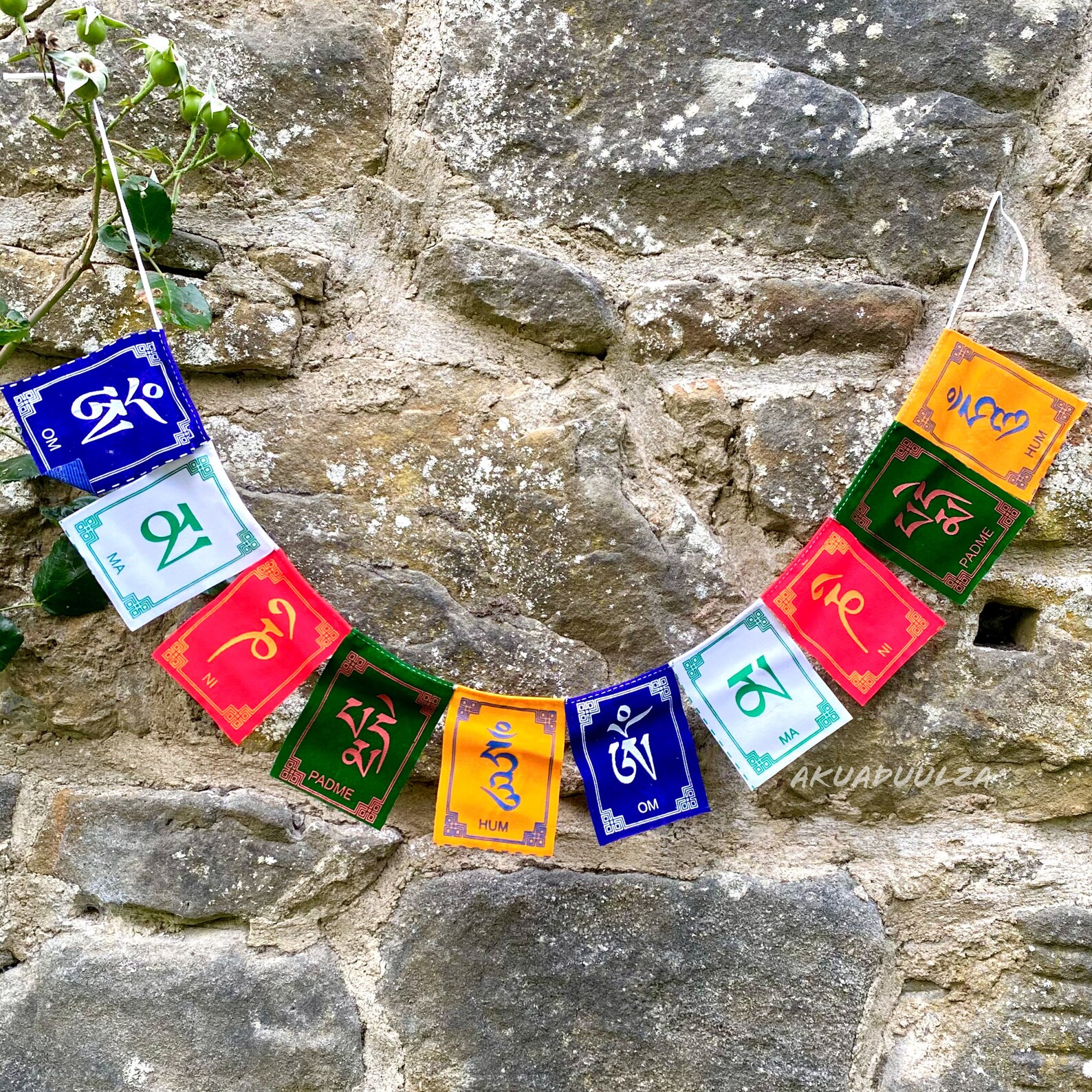 OM PRAYER FLAGS, Buddhist Flags, Om Mani Padme Hum, Spiritual Wall ...